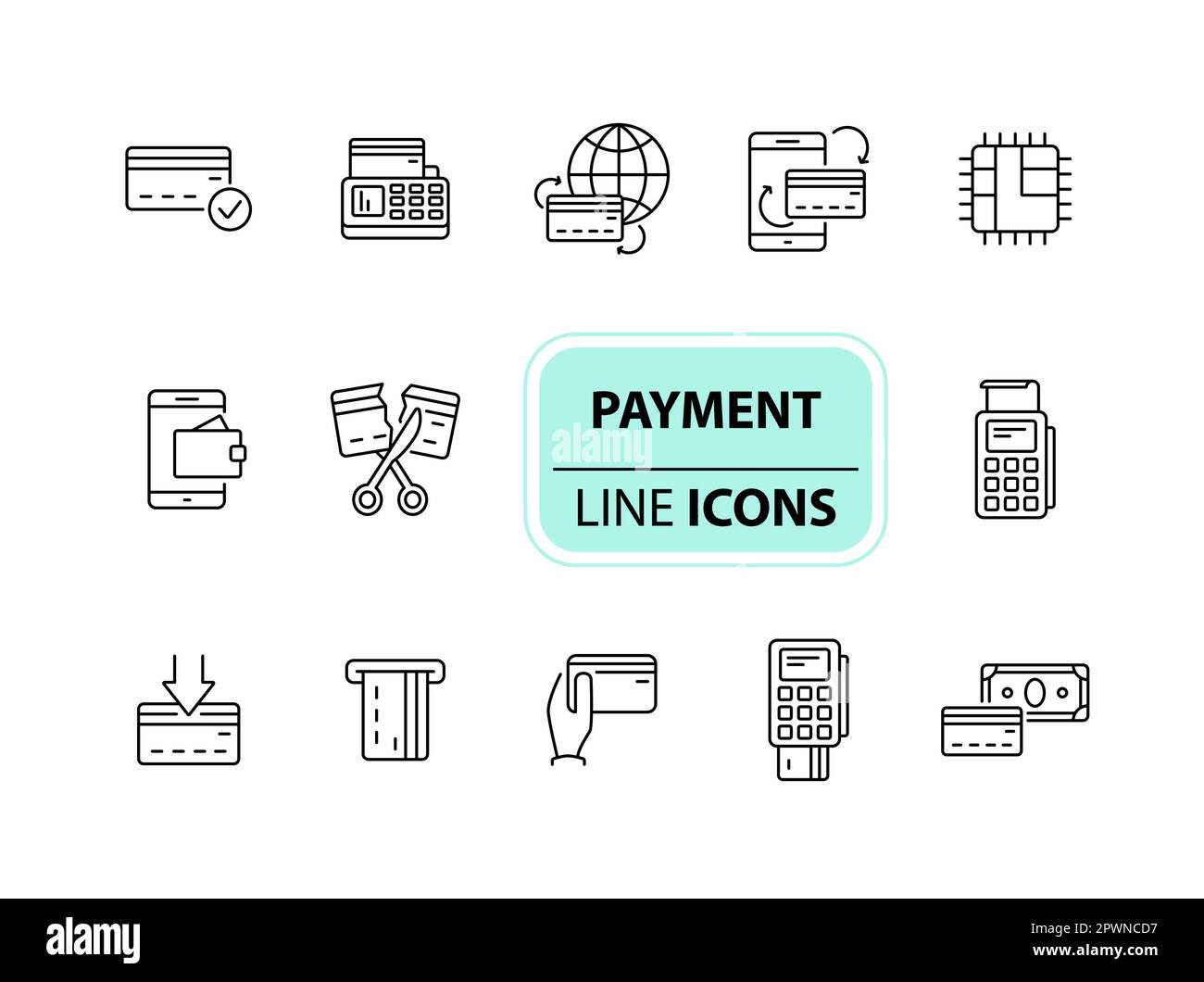 Payment line icon set Stock Vector Image & Art - Alamy