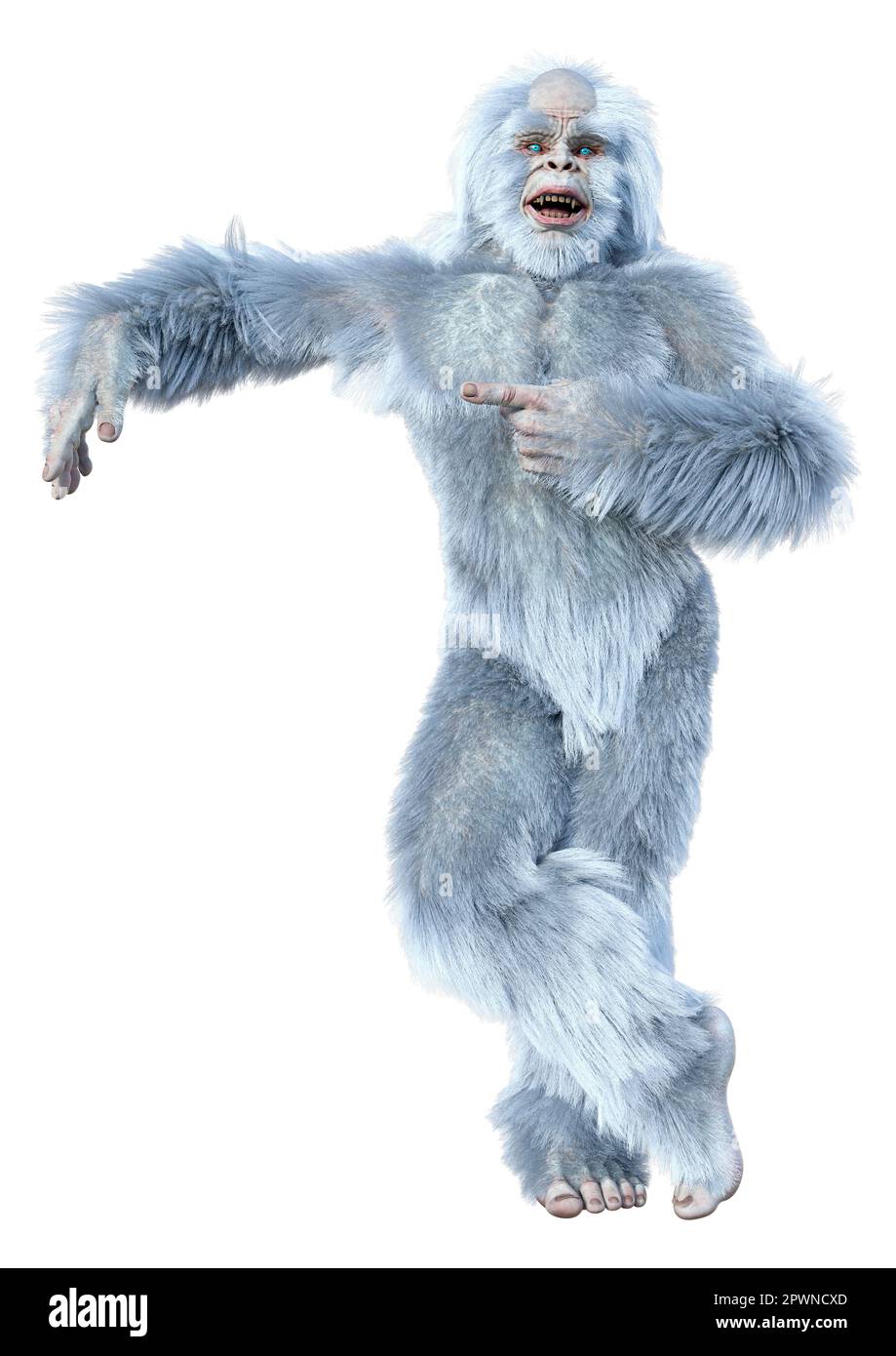 3D rendering of a fantasy creature yeti isolated on white background ...