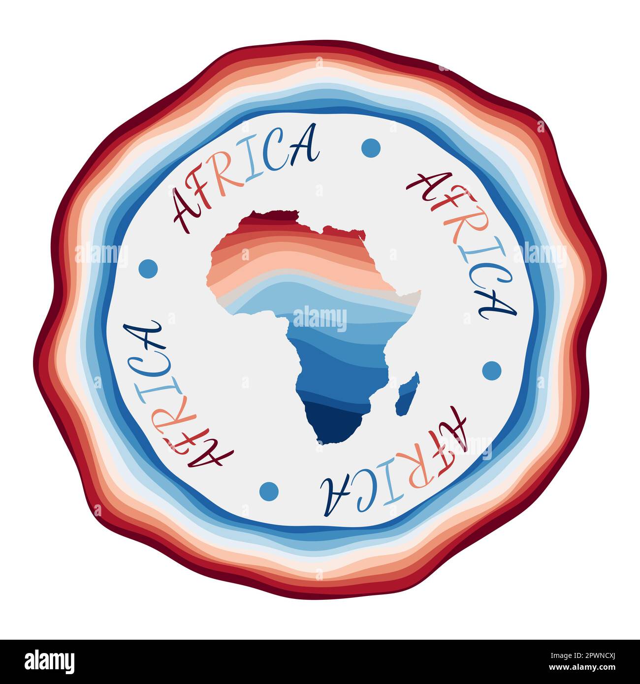 Africa badge. Map of the continent with beautiful geometric waves and ...