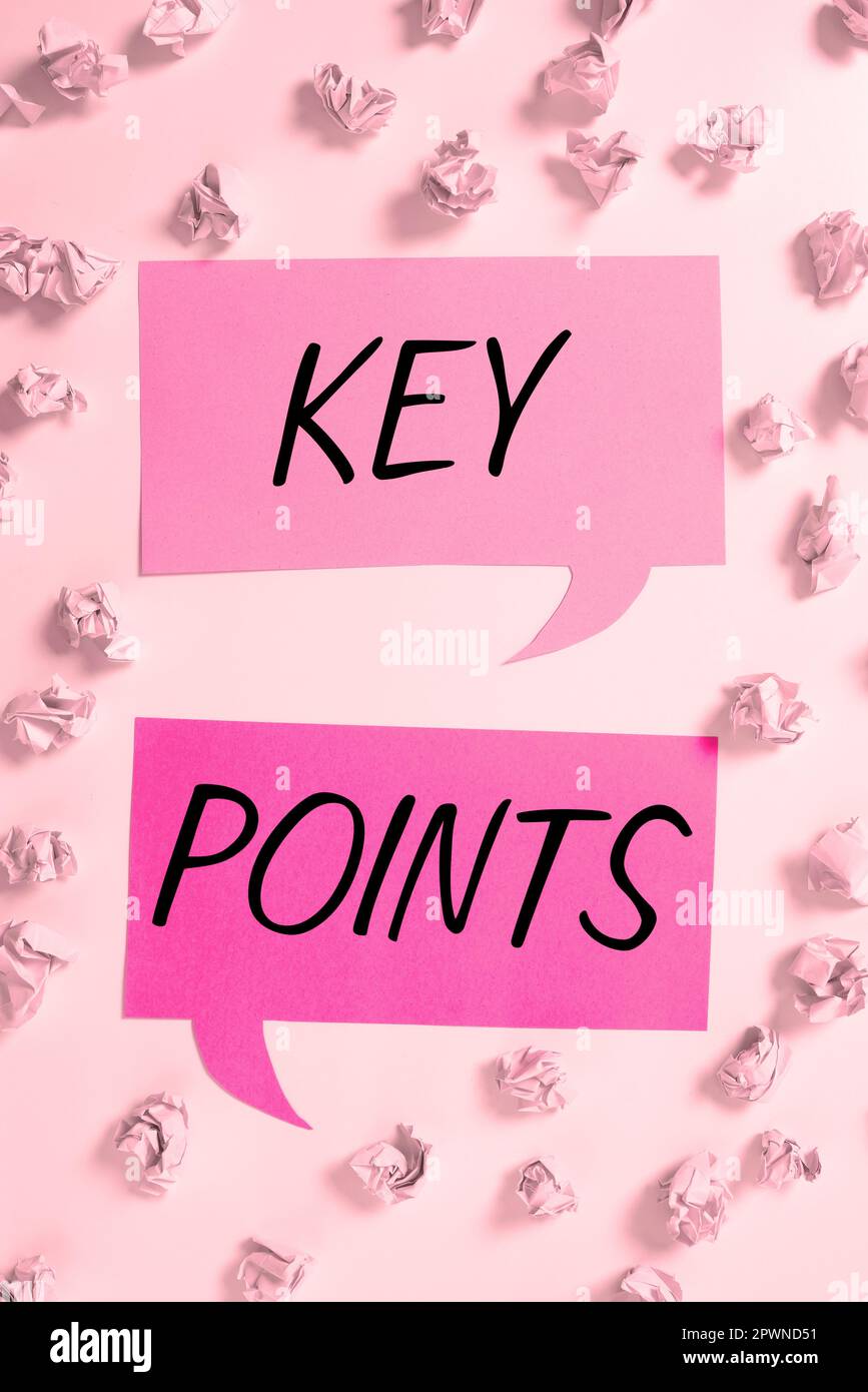 Sign displaying Key Points, Word Written on most important piece of ...