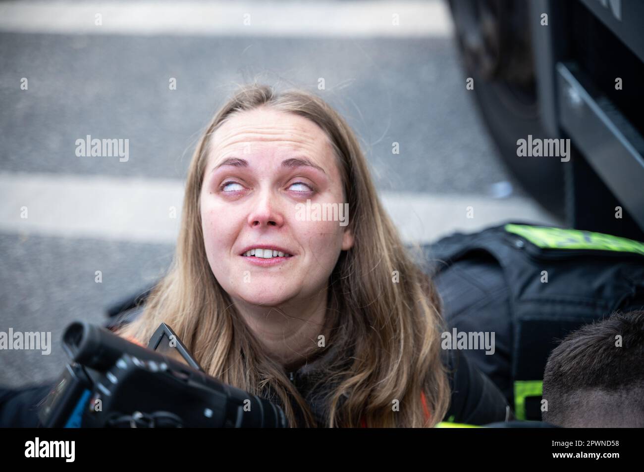 28.04.2023, Berlin, Germany, Europe - Using cooking oil, police ...