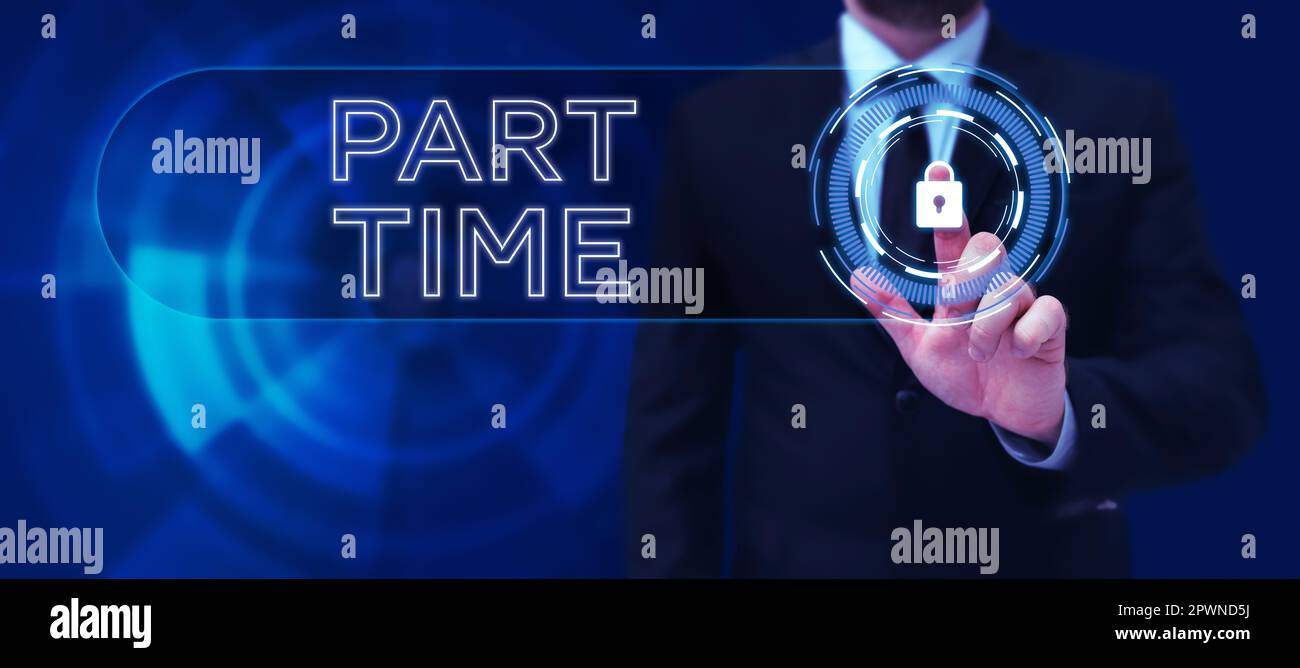 Conceptual caption Part Time, Word Written on A work or job that is not ...