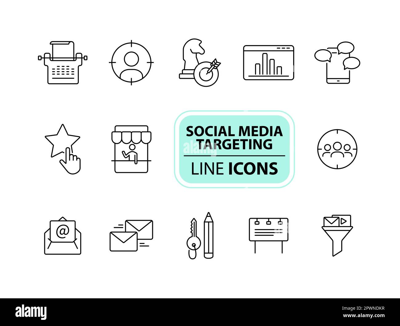 Social media targeting line icon set Stock Vector Image & Art - Alamy