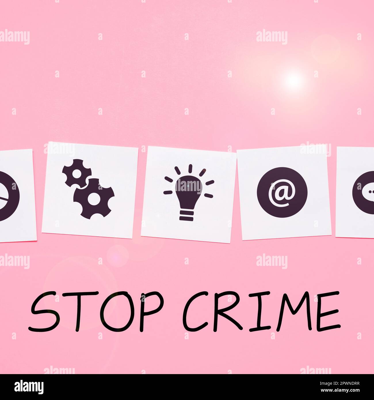 Sign displaying Stop Crime, Word for the effort or attempt to reduce ...