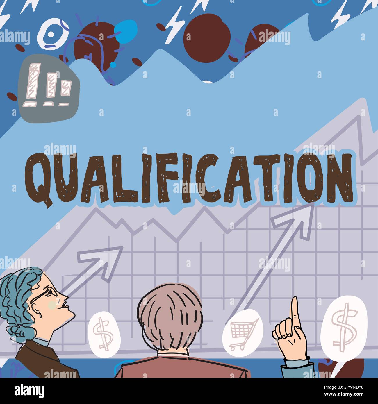 Sign displaying Qualification, Business idea Officially permission and ...