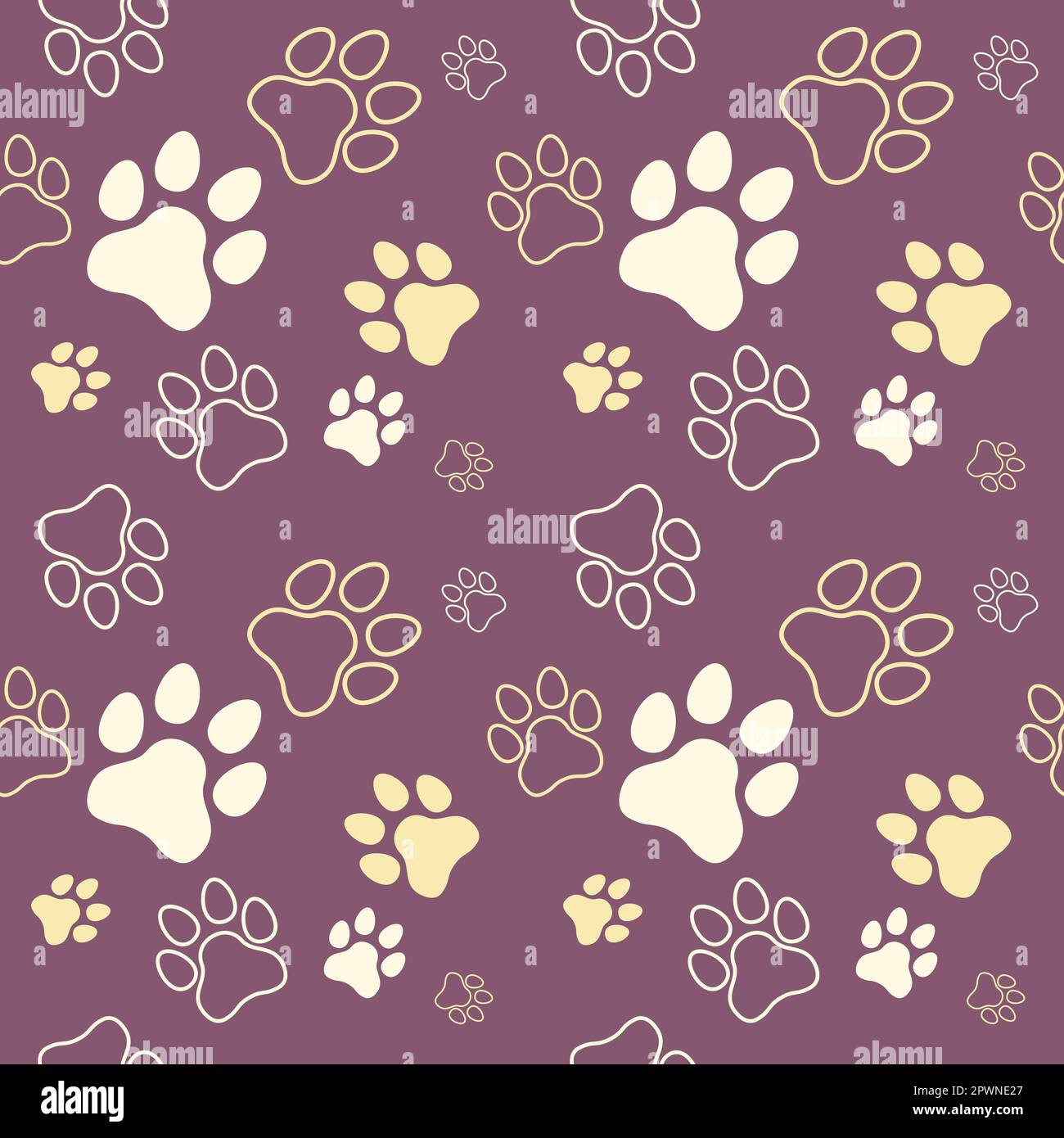 Paw seamless pattern vector doodle abstract animal footprint background ...