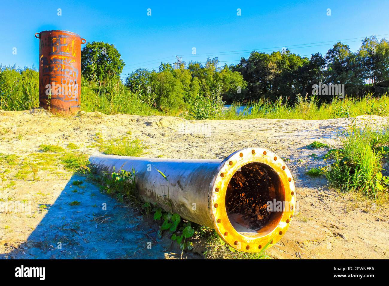 Huge drain pipe at quarry pond in Eggestedt Schwanewede Osterholz Lower ...