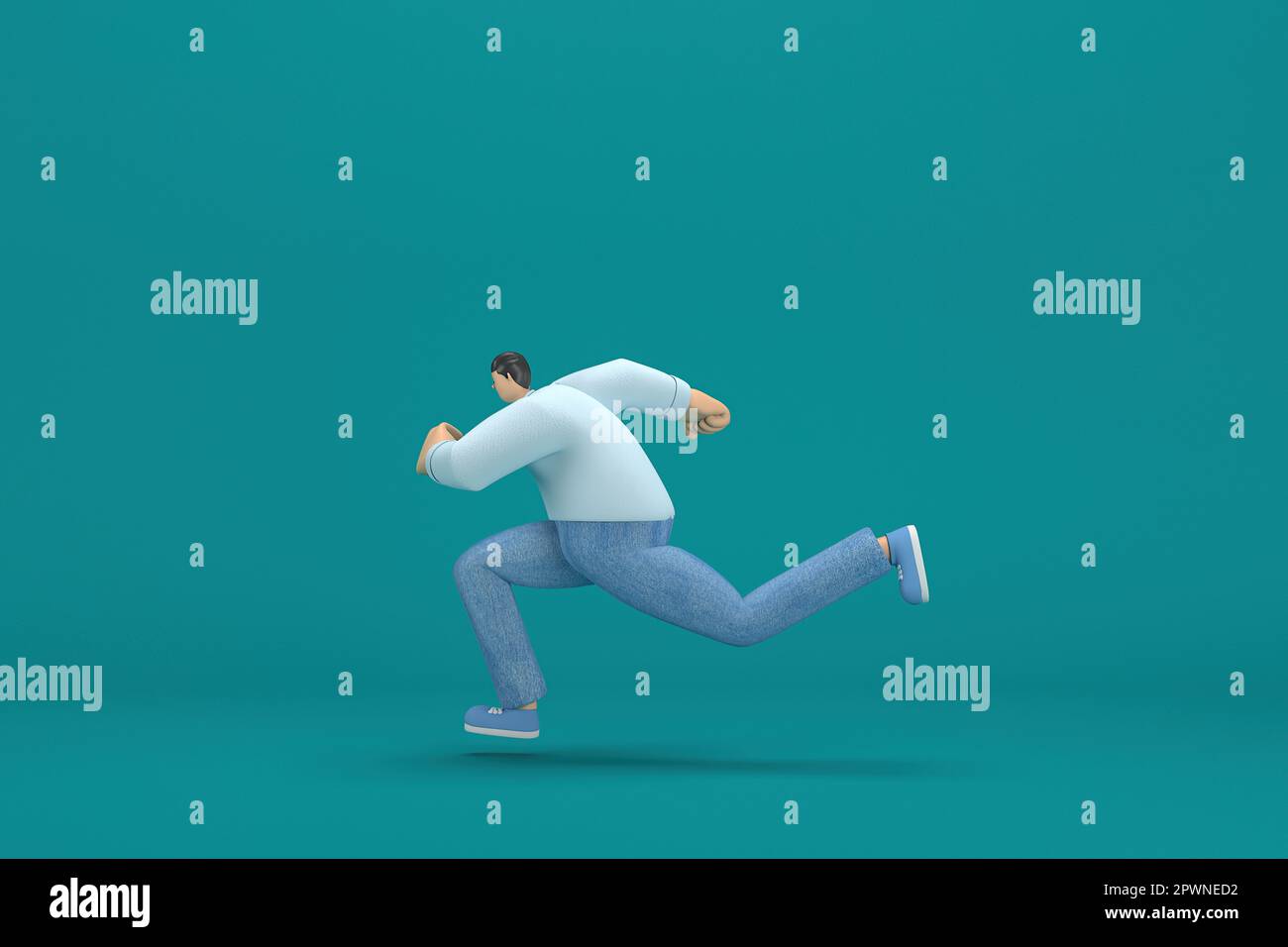 cartoon character wearing jeans white long shirt. 3d illustrator in ...