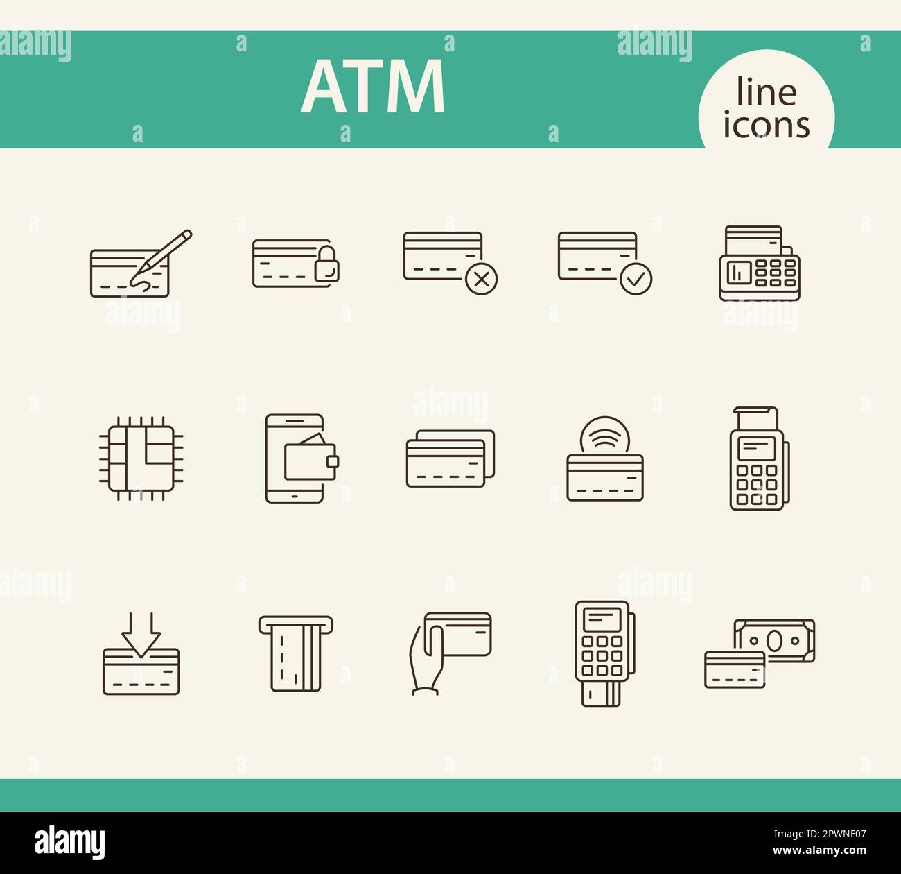 ATM line icon set Stock Vector Image & Art - Alamy