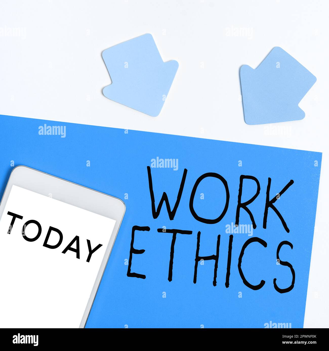 Hand writing sign Work Ethics, Business overview A set of values ...