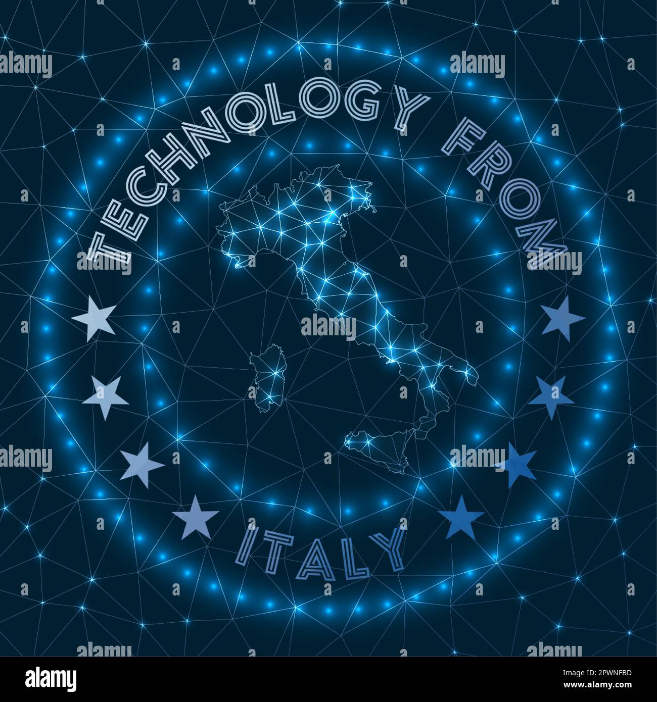 Technology From Italy. Futuristic geometric badge of the country ...