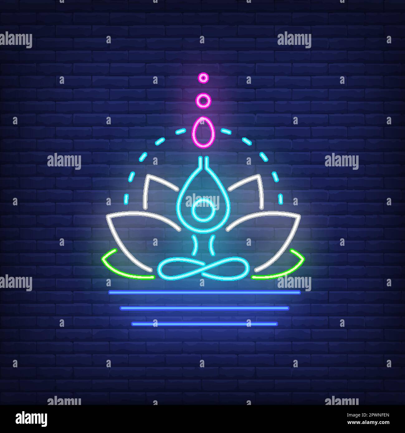 Lotus flower and figure meditating neon sign Stock Vector Image & Art ...