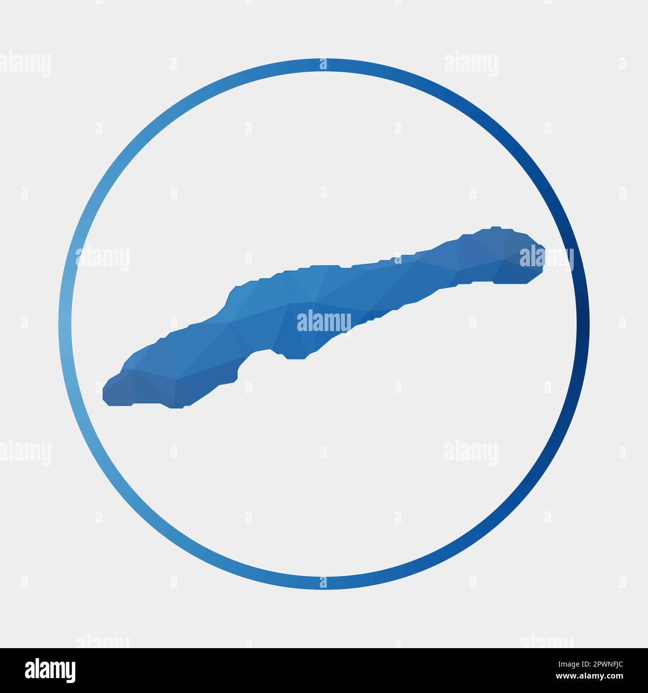 Little Cayman icon. Polygonal map of the island in gradient ring. Round ...