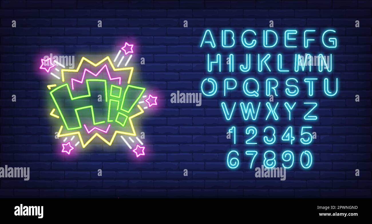 Hi lettering neon sign Stock Vector Image & Art - Alamy