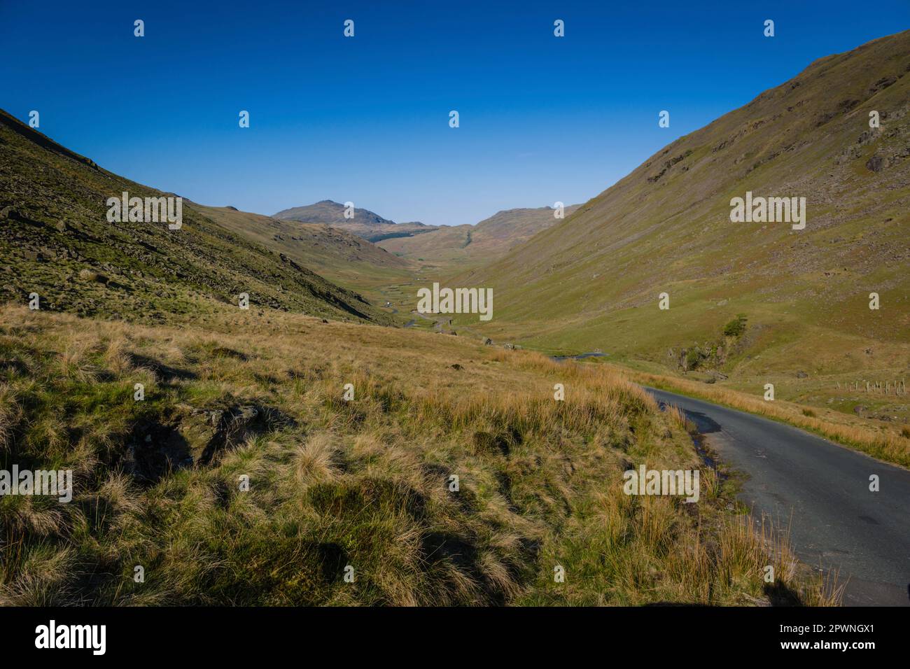 View from Wrynose Pass towards Hardknott Pass, English Lake District ...