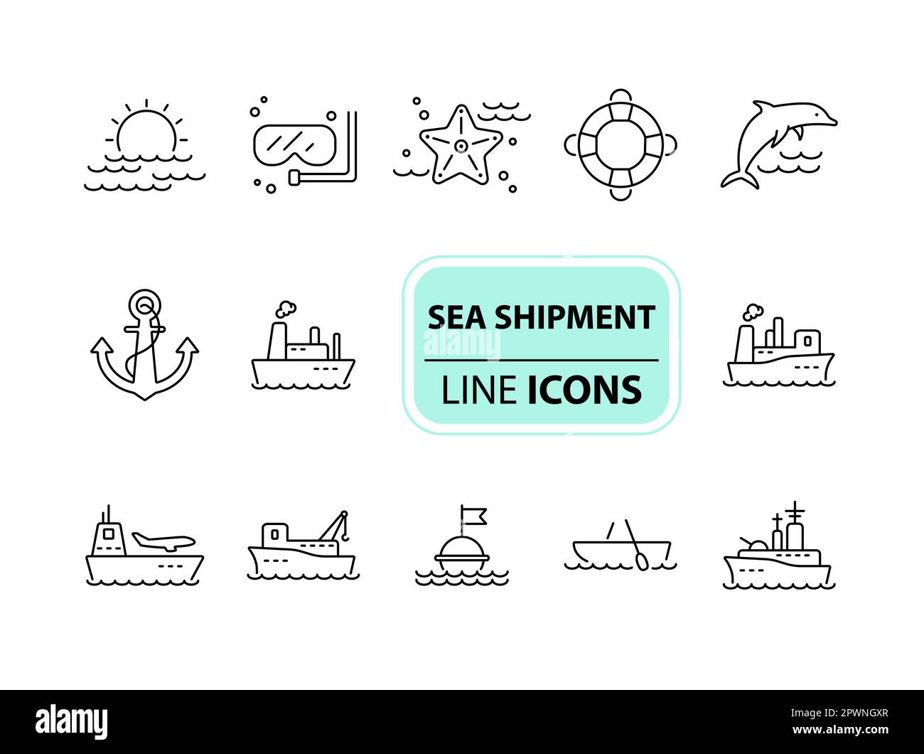 Sea shipment line icon set Stock Vector Image & Art - Alamy