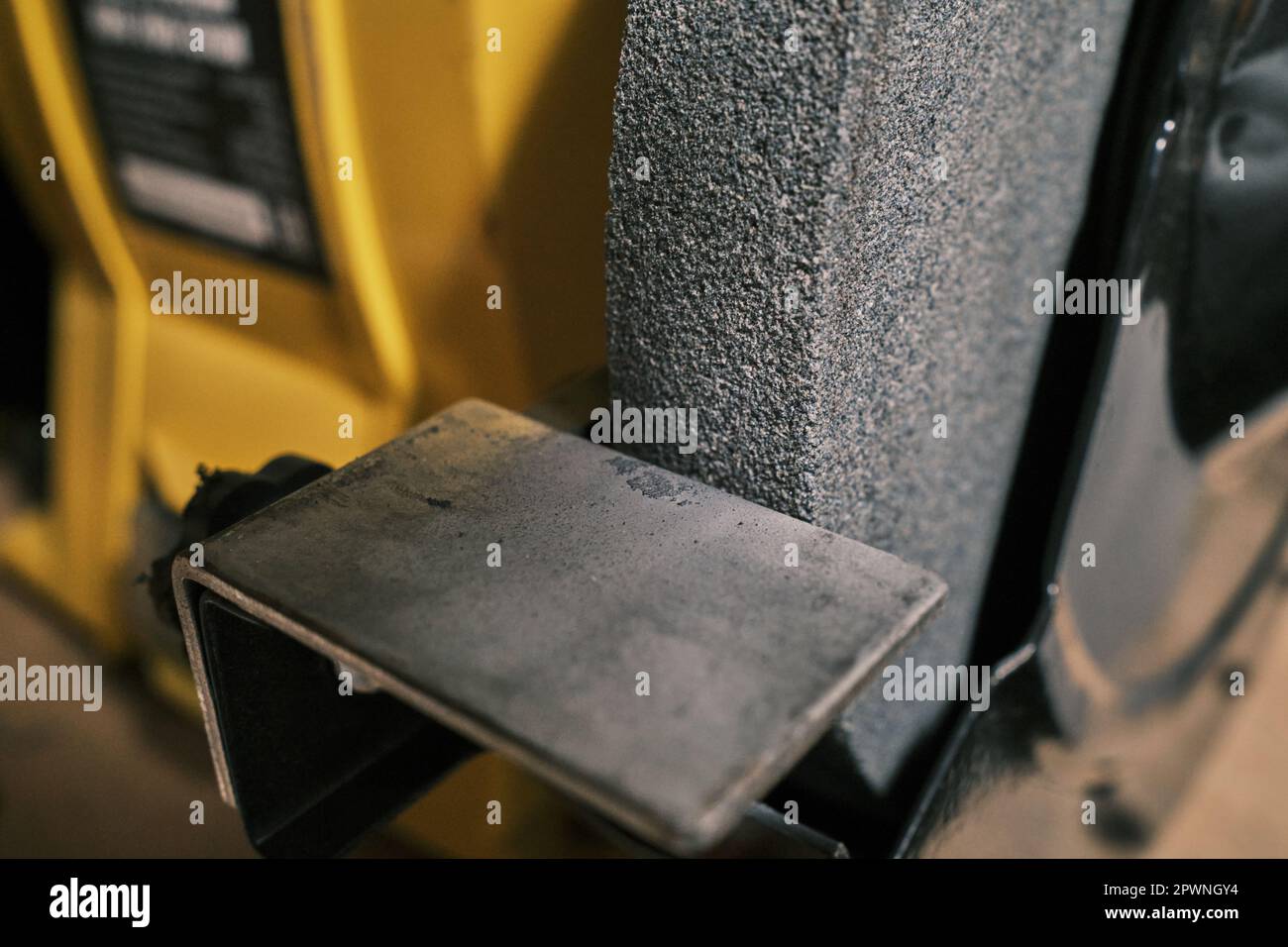 Grinding machine sharpening disk close-up. Metal working DIY tool Stock ...