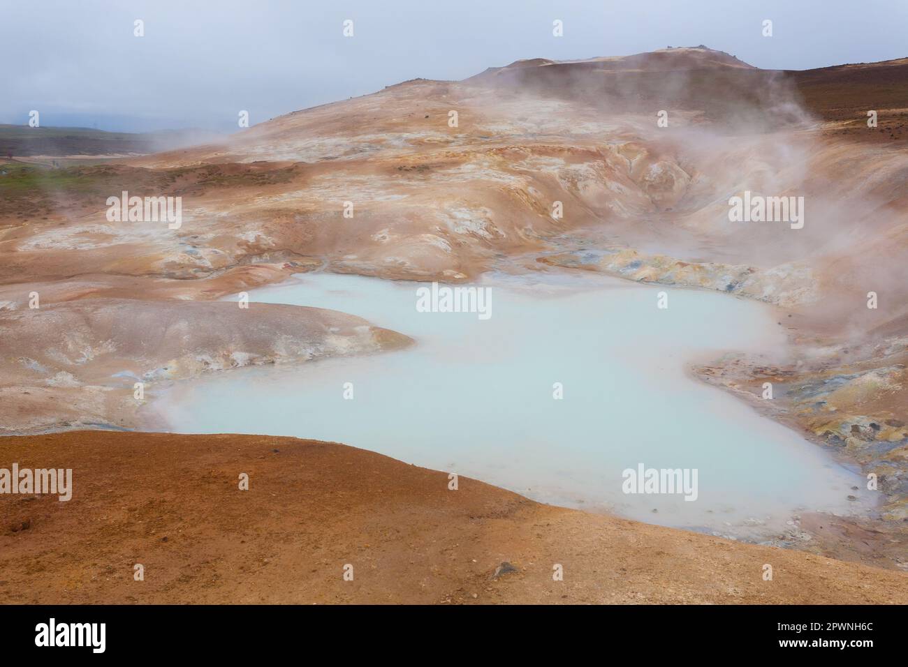 Leirhnjukur mud pools view, Iceland landmark. Icelandic landscape Stock ...