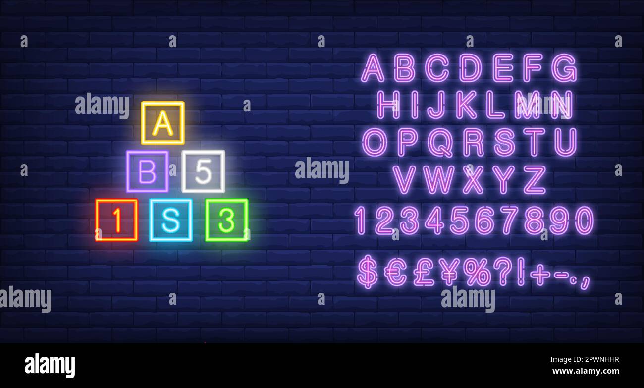 Toy cubes neon sign Stock Vector Image & Art - Alamy