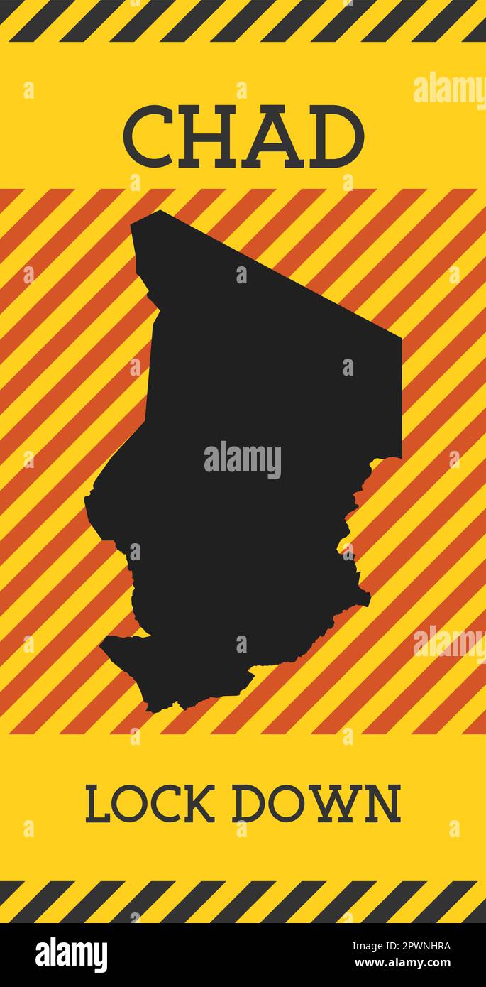 Chad Lockdown Sign. Yellow country pandemic danger icon. Vector ...