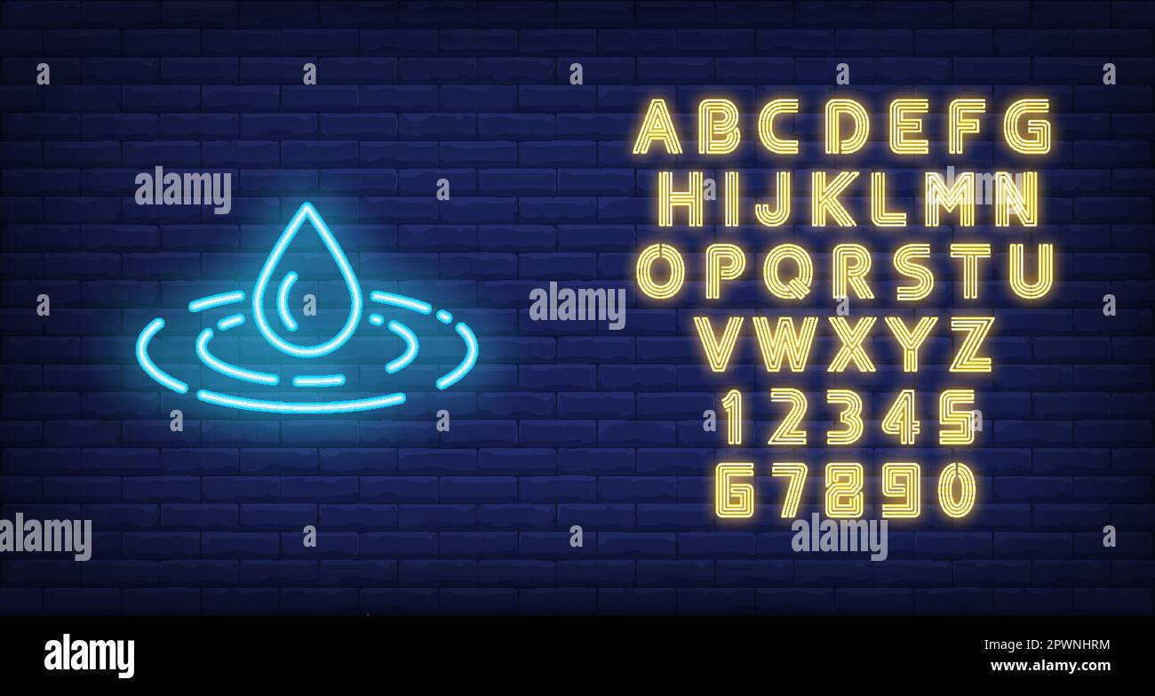 Water drop neon sign Stock Vector Image & Art - Alamy