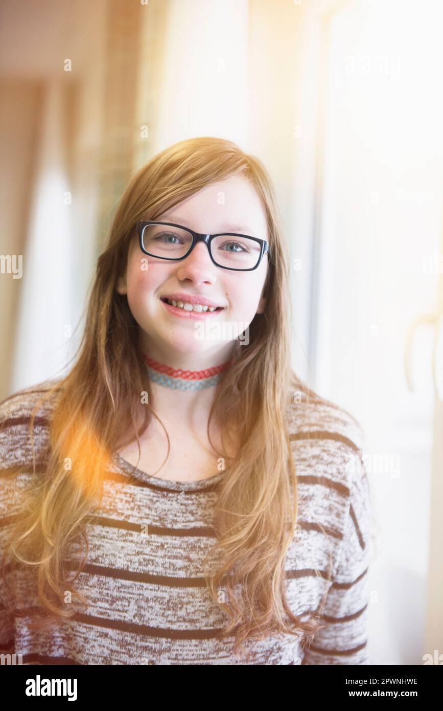 Portrait of girl smiling Stock Photo - Alamy