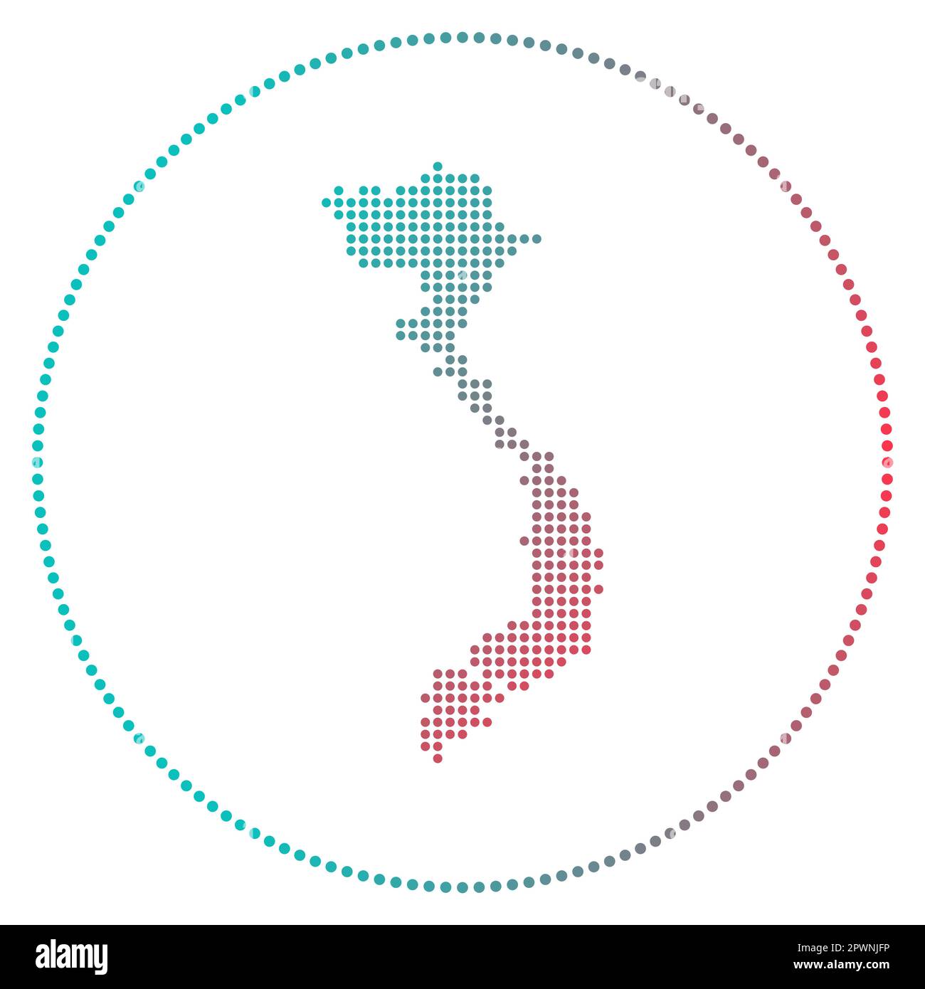 Vietnam digital badge. Dotted style map of Vietnam in circle. Tech icon ...