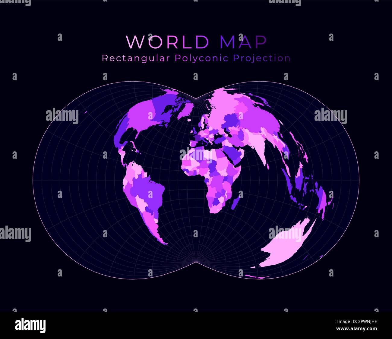 Polyconic projection map hi-res stock photography and images - Alamy