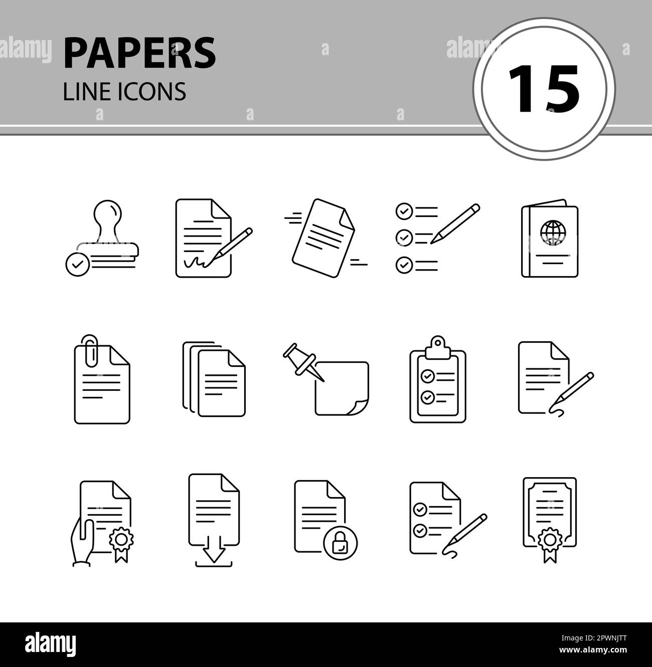 Papers line icon set Stock Vector Image & Art - Alamy