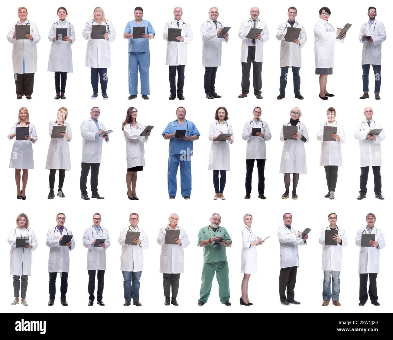 group of doctors in full length isolated on white Stock Photo - Alamy
