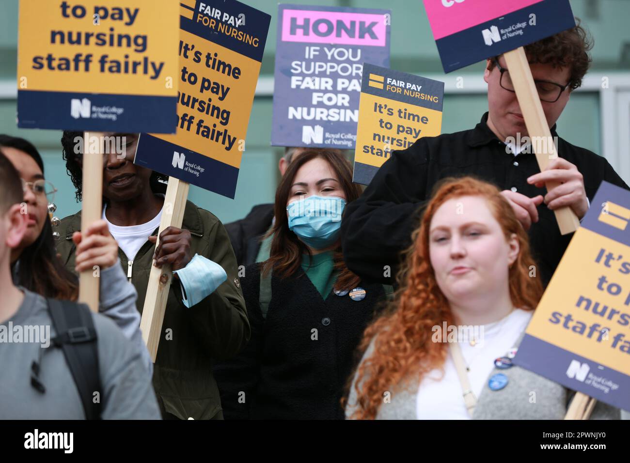 London Uk 01 May 2023 Nurses Strike Nurses At Picket Line Outside