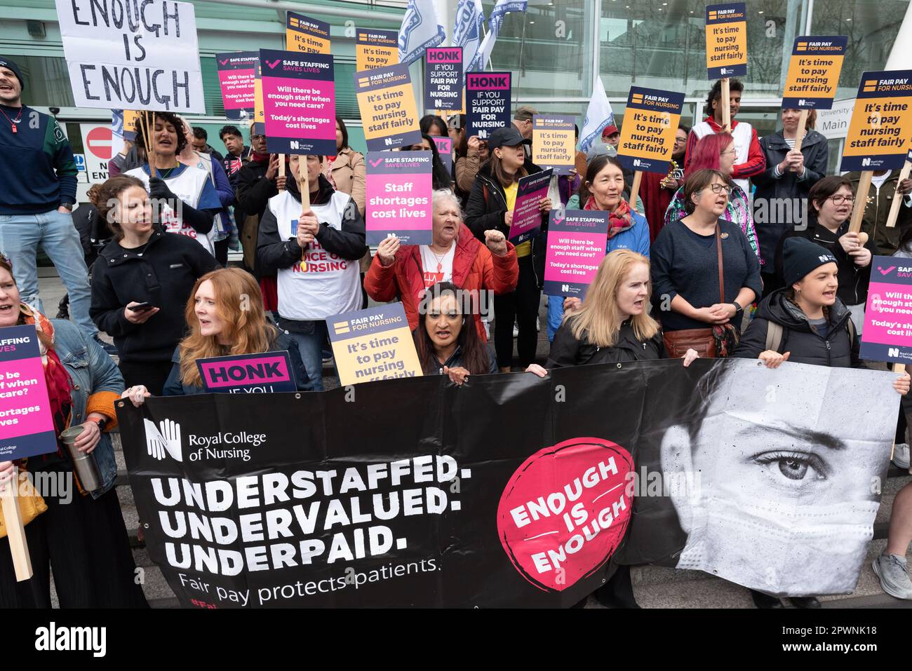 London, UK. 1 May, 2023. Striking nurses from the Royal College of ...