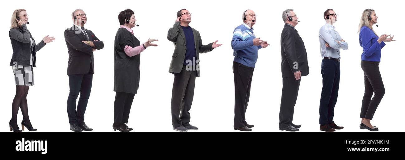 group of business people with microphone isolated Stock Photo - Alamy