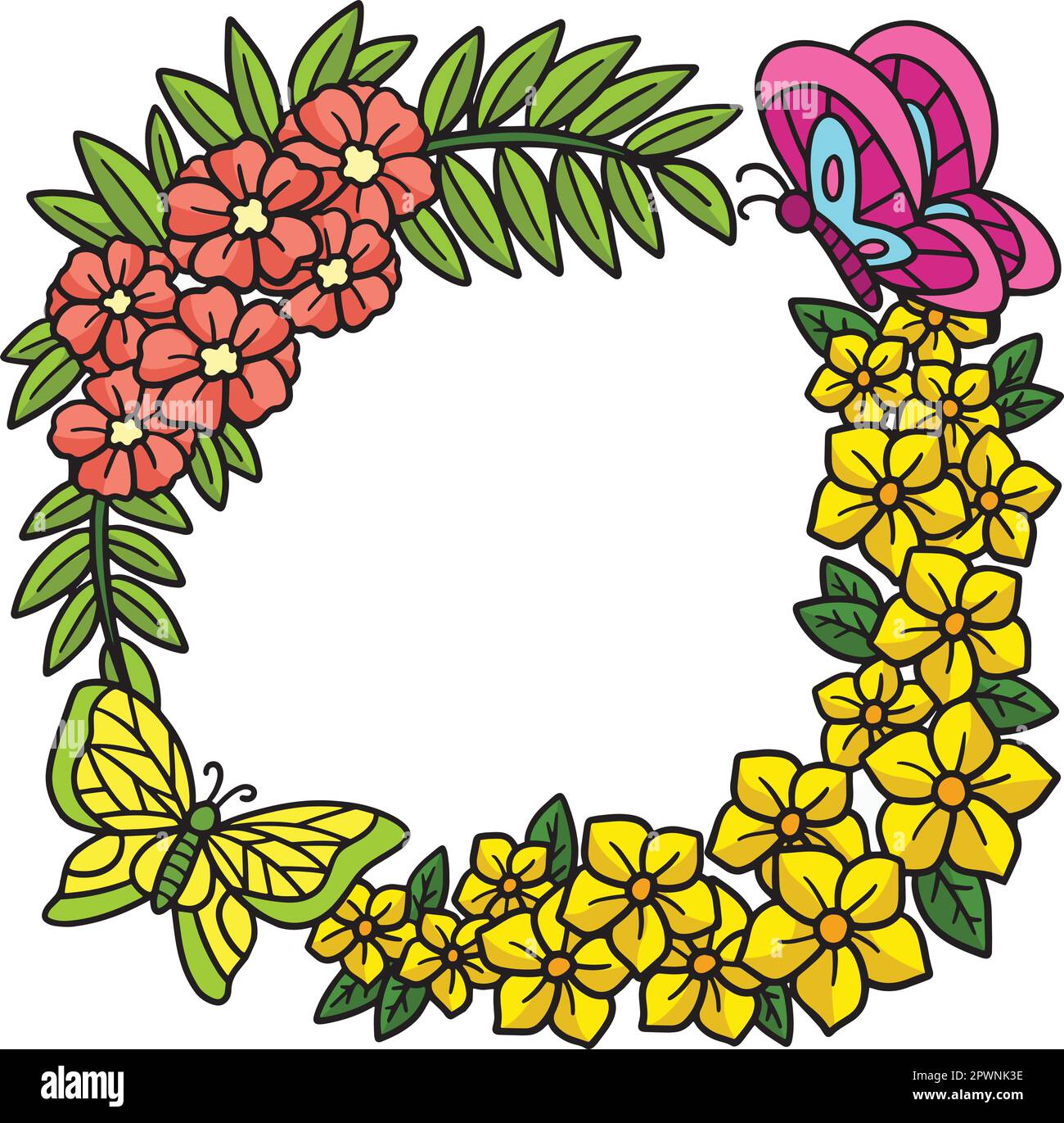 Floral Wreath Cartoon Colored Clipart Stock Vector Image & Art - Alamy