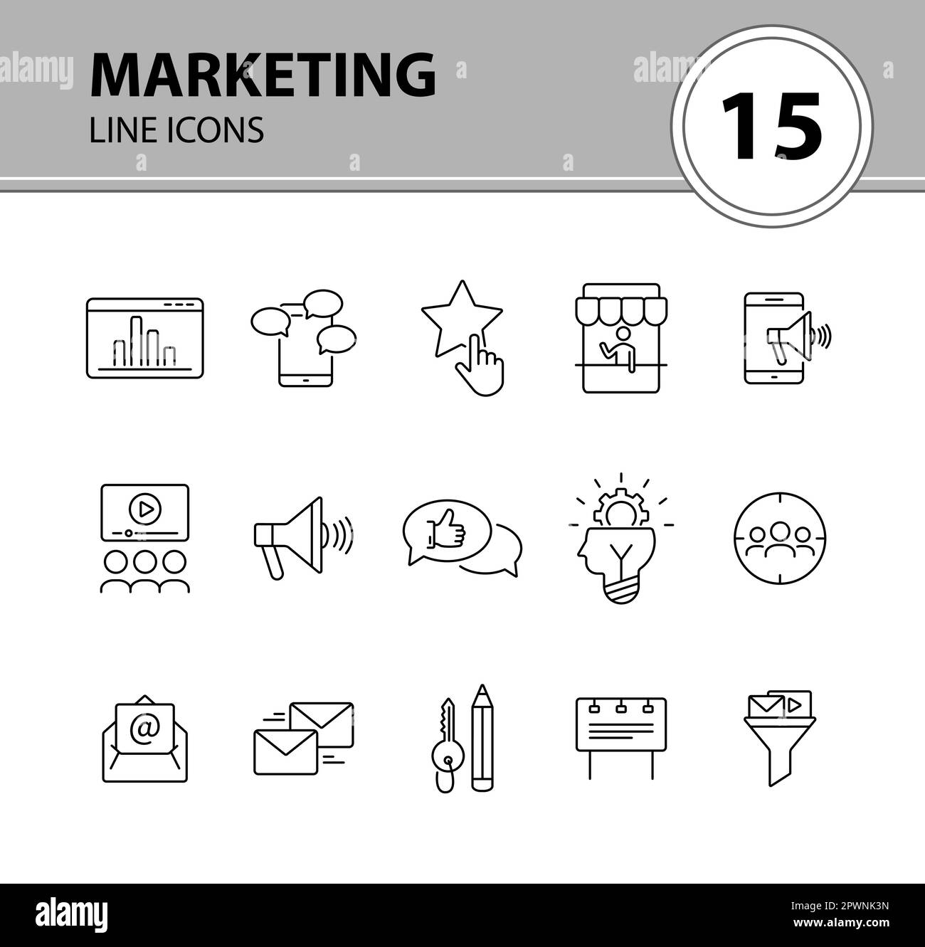 Marketing line icon set Stock Vector Image & Art - Alamy