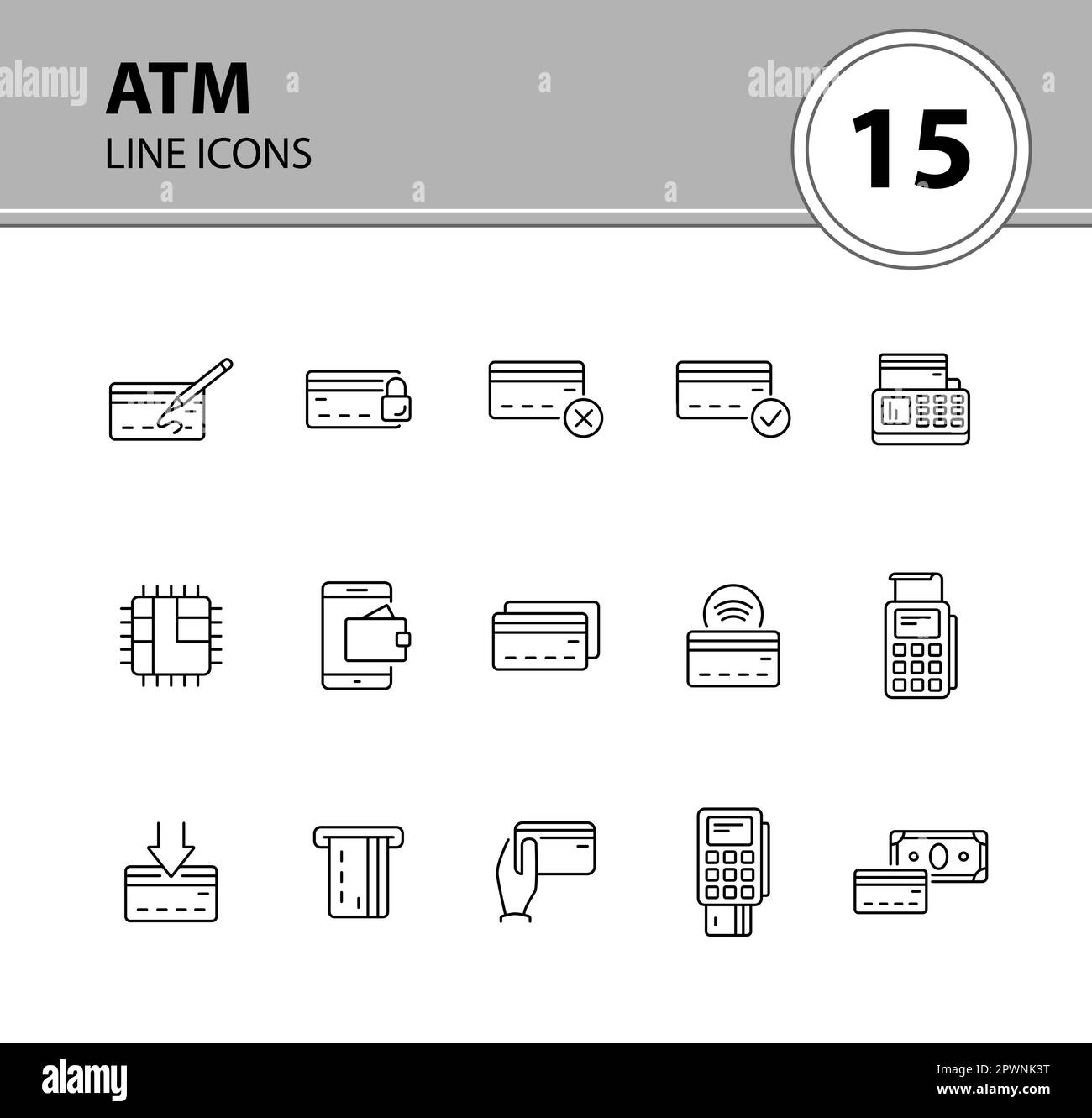 ATM line icon set Stock Vector Image & Art - Alamy