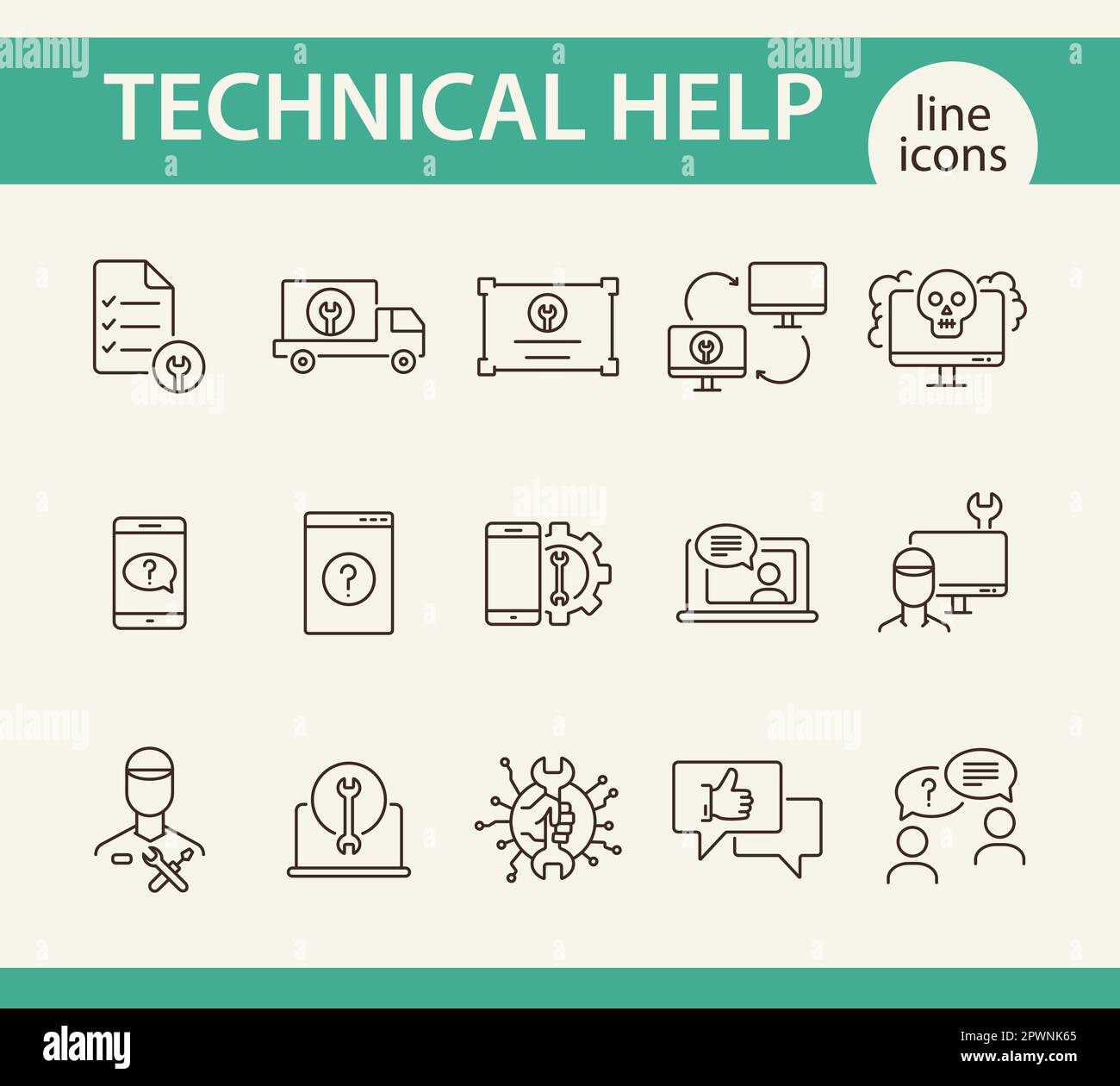 Technical help line icon set Stock Vector Image & Art - Alamy