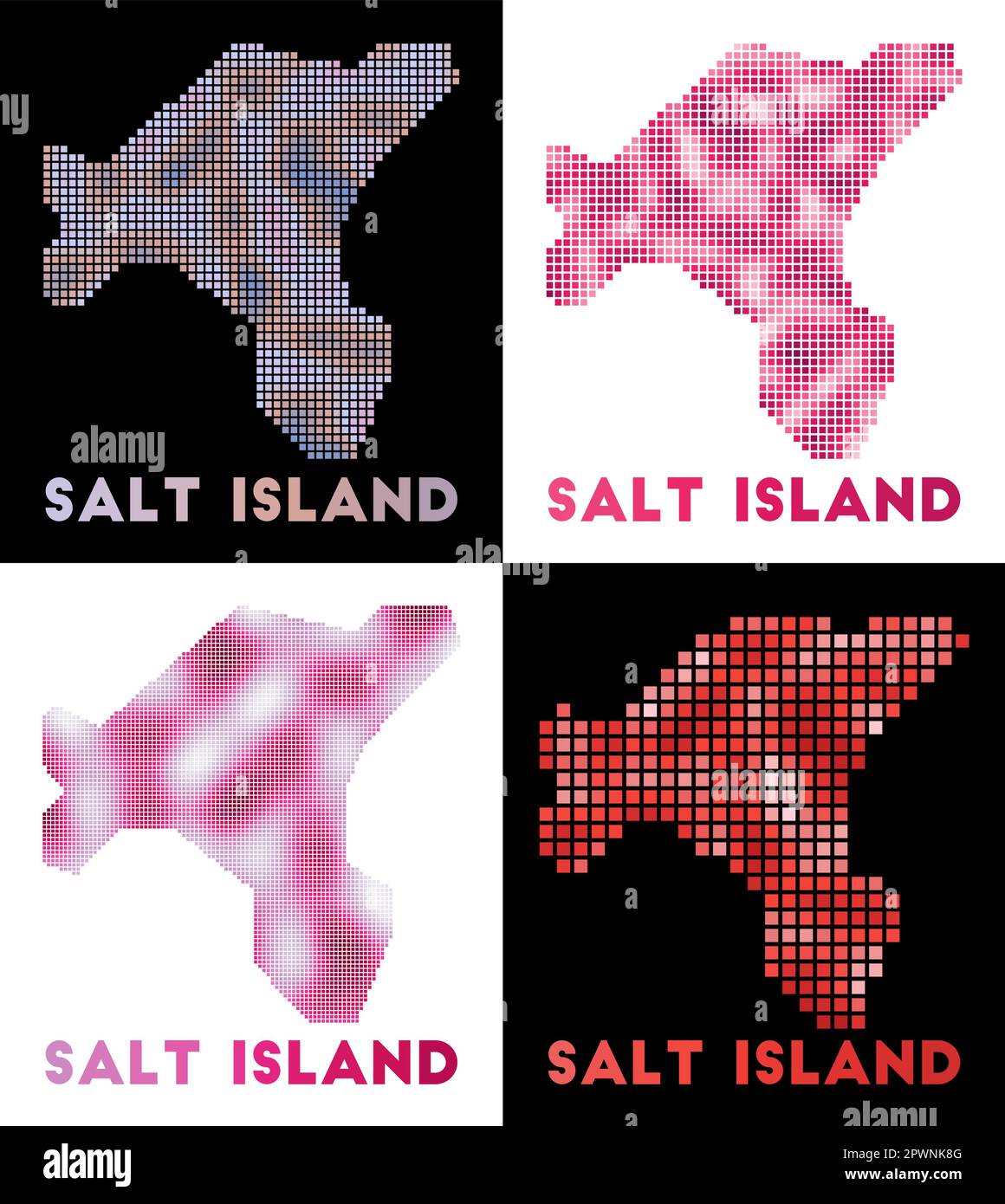 Salt Island map. Collection of maps of Salt Island in dotted style ...