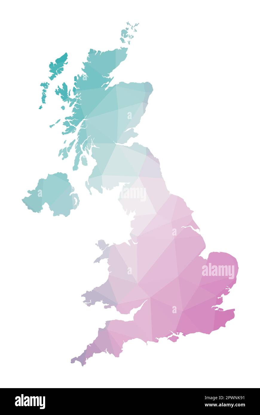 Polygonal map of the United Kingdom. Geometric illustration of the ...