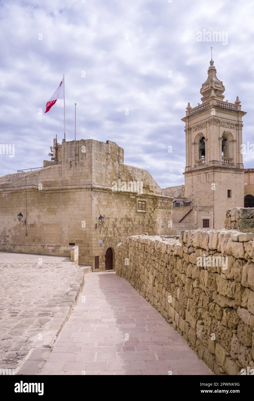 Malta, Gozo, Rabat: Restored old fortifications of the famous Citadel ...