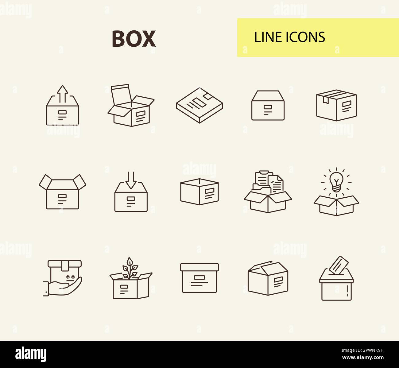 Box line icon set Stock Vector Image & Art - Alamy