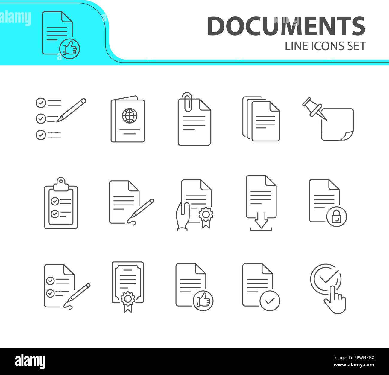 Documents line icon set Stock Vector Image & Art - Alamy