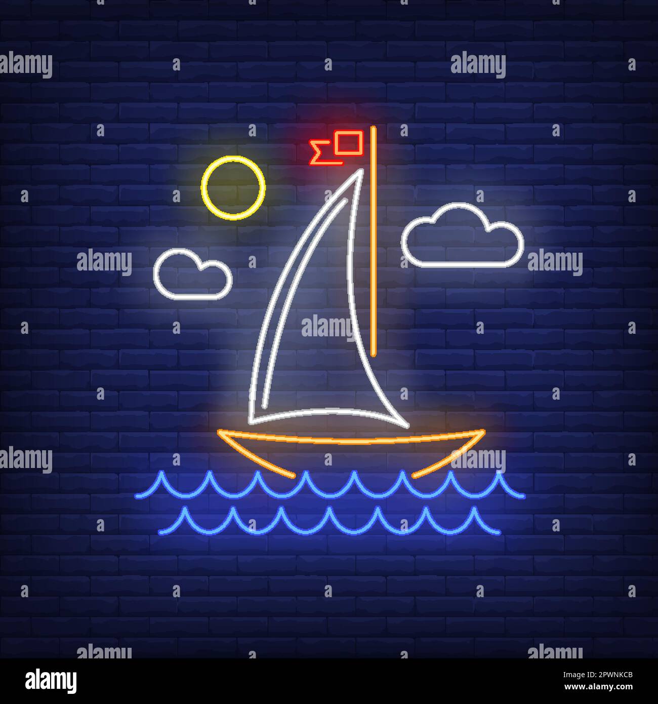 Cartoon sailing ship neon sign Stock Vector Image & Art - Alamy