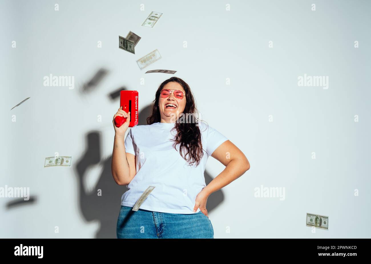 Plus size woman model posing in studio and having fun Stock Photo - Alamy