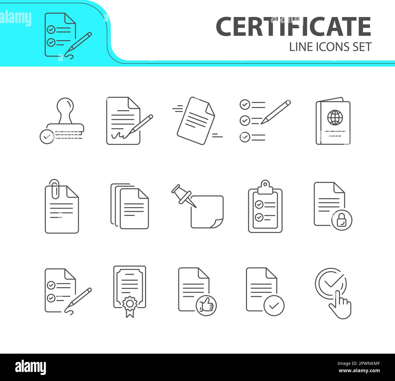 Certificate line icon set Stock Vector Image & Art - Alamy