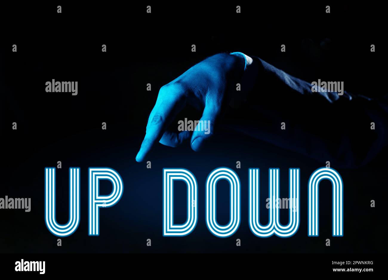 Conceptual display Up Down, Business concept To look or to feel up-down ...