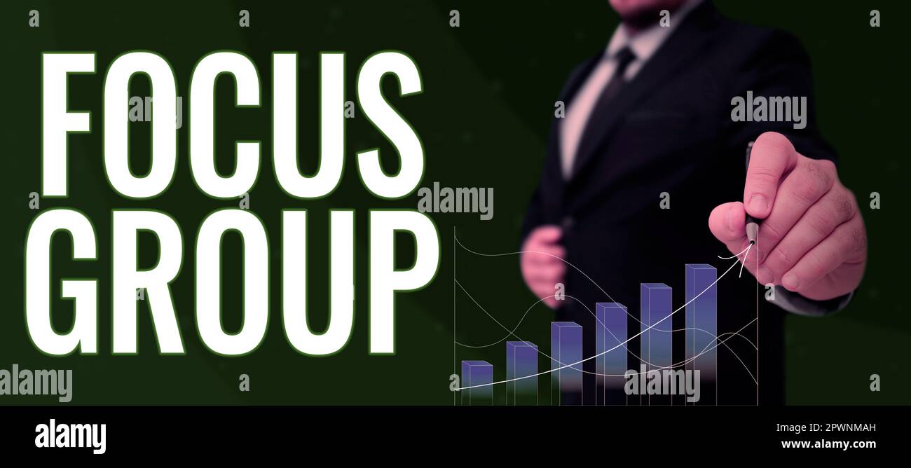 Hand writing sign Focus Group, Word for group of people responsible to ...