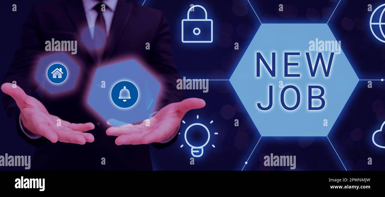 Writing displaying text New Job, Conceptual photo signing contract ...
