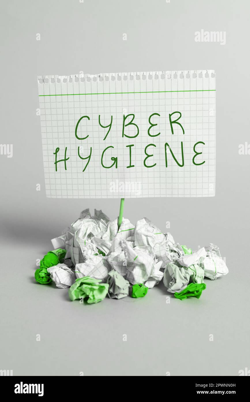 Hand Writing Sign Cyber Hygiene Business Idea Steps That Computer Users Take To Improve Their