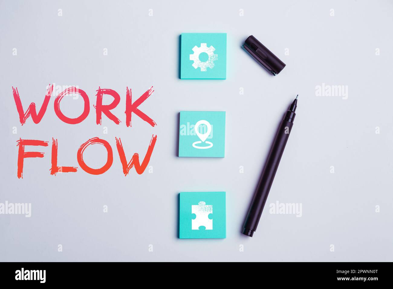 Hand writing sign Work Flow, Internet Concept Continuity of a certain ...